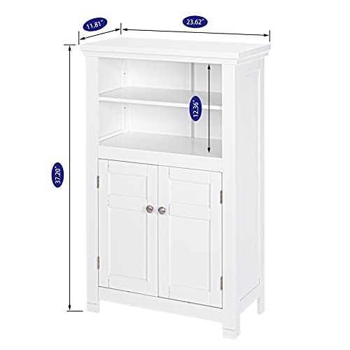 Spirich Bathroom Storage Cabinet, Floor Wood Cabinet with Doors and Adjustable Shelves, Freestanding Entryway Cabinet Organizer (White)