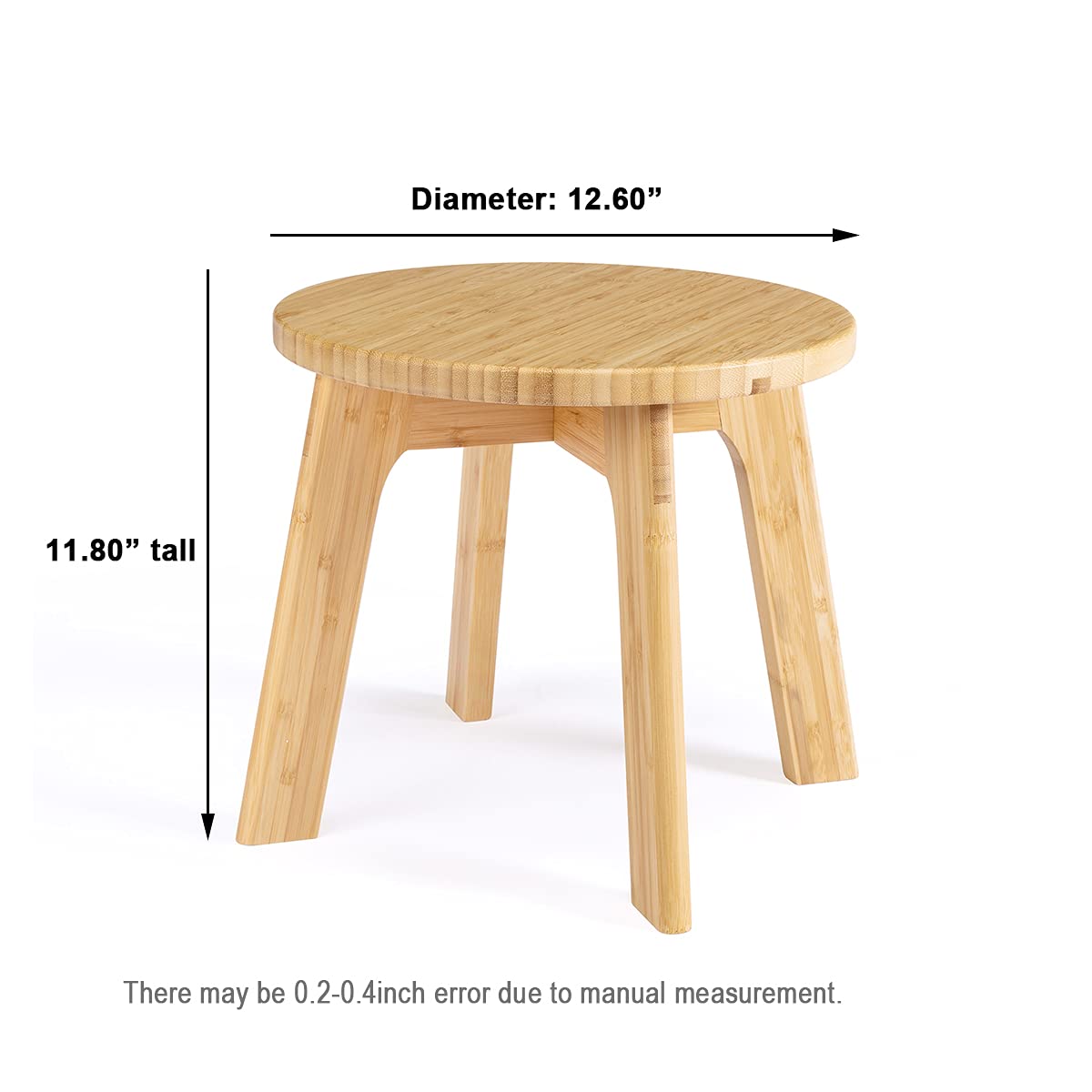 GOBAM Bamboo Step Stool, 11.8 inches - Sturdy Foot Stool for Adults, Kids Stool, Portable Wooden Stool for Kitchen, Bathroom, Bedroom, or Toy Room - 300 lbs Capacity