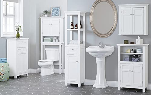 Spirich Bathroom Storage Cabinet, Floor Wood Cabinet with Doors and Adjustable Shelves, Freestanding Entryway Cabinet Organizer (White)