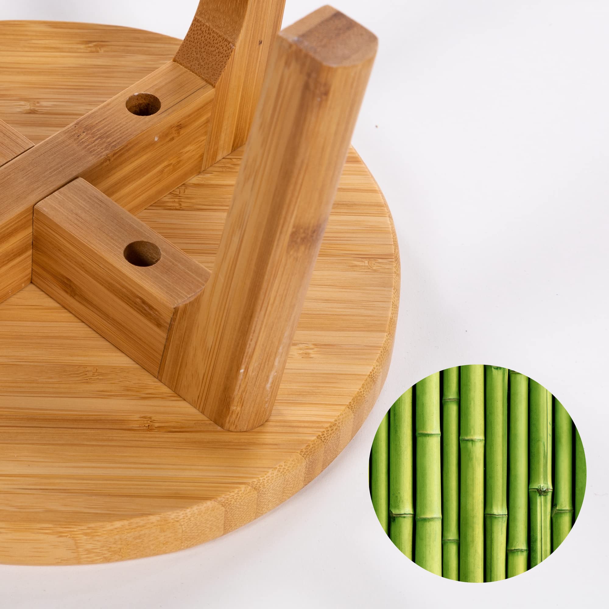 GOBAM Bamboo Step Stool, 11.8 inches - Sturdy Foot Stool for Adults, Kids Stool, Portable Wooden Stool for Kitchen, Bathroom, Bedroom, or Toy Room - 300 lbs Capacity