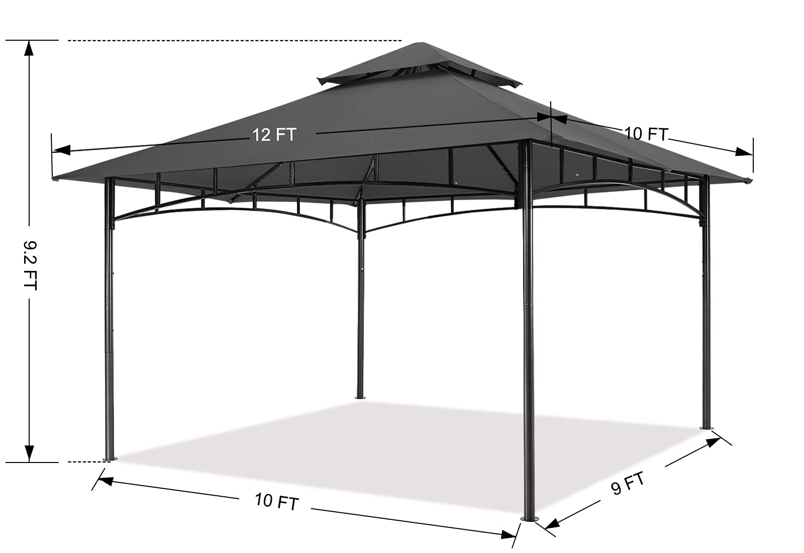 MASTERCANOPY Outdoor Garden Gazebo for Patios with Stable Steel Frame(10x12, Dark Gray)