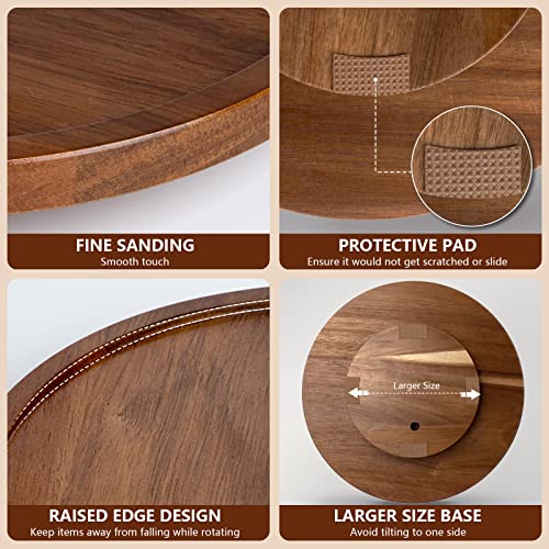 ANBOXIT Lazy Susan Organizer for Table, 12 Inch Wooden Lazy Susan Turntable for Cabinet, Acacia Wood Turntable Kitchen Spice Rack (1 Pack)
