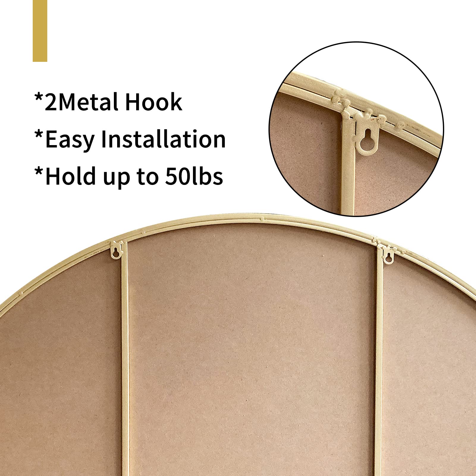 AULESET 48" Round Mirror, Gold Large Circle Wall Mirror Decor for Bedroom, Washrooms, Living Rooms & Entryway