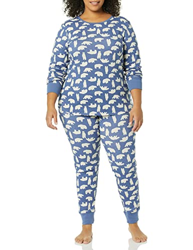 Amazon Essentials Cute Pajama Sets for Women, Snug-Fit Cotton Sleepwear, Available in Plus Size, Polar Bear, X-Small