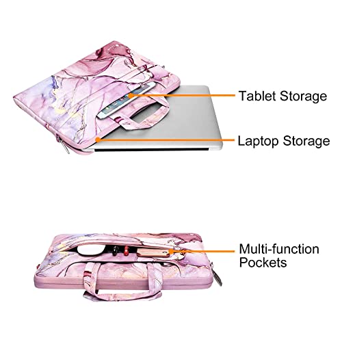 MOSISO Laptop Shoulder Bag Compatible with MacBook Air/Pro, 13-13.3 inch Notebook, Polyester Briefcase with Belt, Pink, 13.3 inch, Unisex-Adults, Crossbody, Business