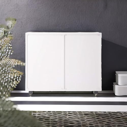 Ergode Contemporary Art & Crafts Storage Cart, White Finish, 4 Easy-Glide Drawers, 2 Lower Cabinets, 6 Wheels with 2 Locking, 15.98" D x 32.13" W x 26.3" H