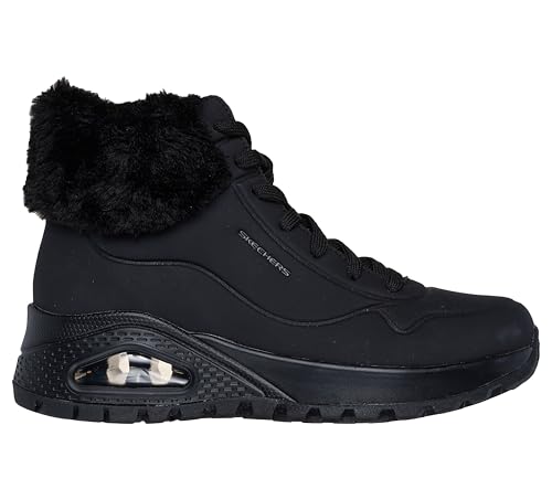 Skechers Women's UNO Rugged-Fall AIR Fashion Boot, Black/Black, 10