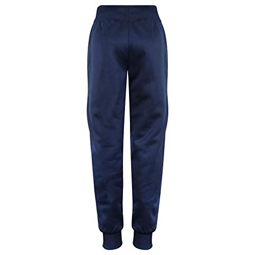 Kids Girls Boys Plain Tracksuit Hooded Sweat Hoodie Bottom Jog Suit Joggers 5-13 Navy