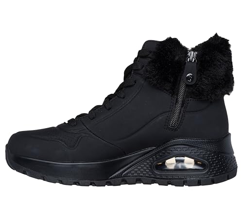 Skechers Women's UNO Rugged-Fall AIR Fashion Boot, Black/Black, 10