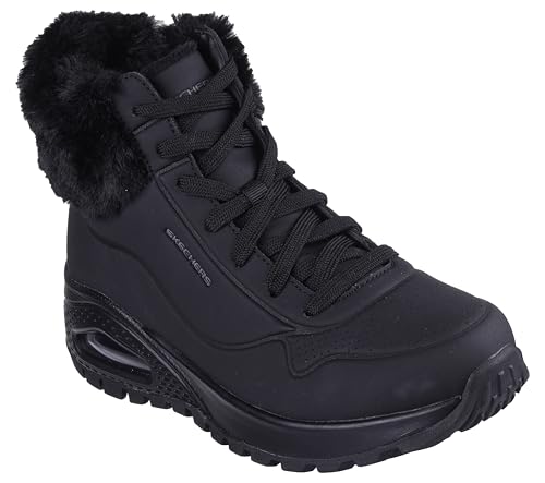 Skechers Women's UNO Rugged-Fall AIR Fashion Boot, Black/Black, 10