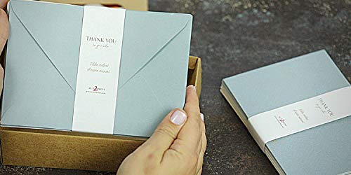 (36 Pack) Thank You Cards With Envelopes & Stickers - Elegant Dusty Blue Emboss Gold Foil Pressed - Blank Notes Wedding, Bridal, Baby Shower, Business and Formal All Occasion Cards (Dusty Blue)