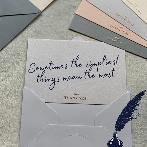 (36 Pack) Thank You Cards With Envelopes & Stickers - Elegant Dusty Blue Emboss Gold Foil Pressed - Blank Notes Wedding, Bridal, Baby Shower, Business and Formal All Occasion Cards (Dusty Blue)