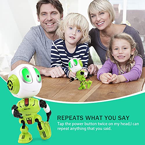 Stocking Stuffers for Kids, Sopu Rechargeable Robot Toys, Mini Talking Robot with Repeats Waht You Say, LED Lights and Cool Sounds Interactive Toy Christmas Stocking Stuffers for Adults Kids (Green)