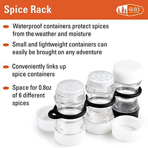 GSI Outdoors Waterproof Spice Rack for Camping, Car Camping, RV and Home, Clear, Black