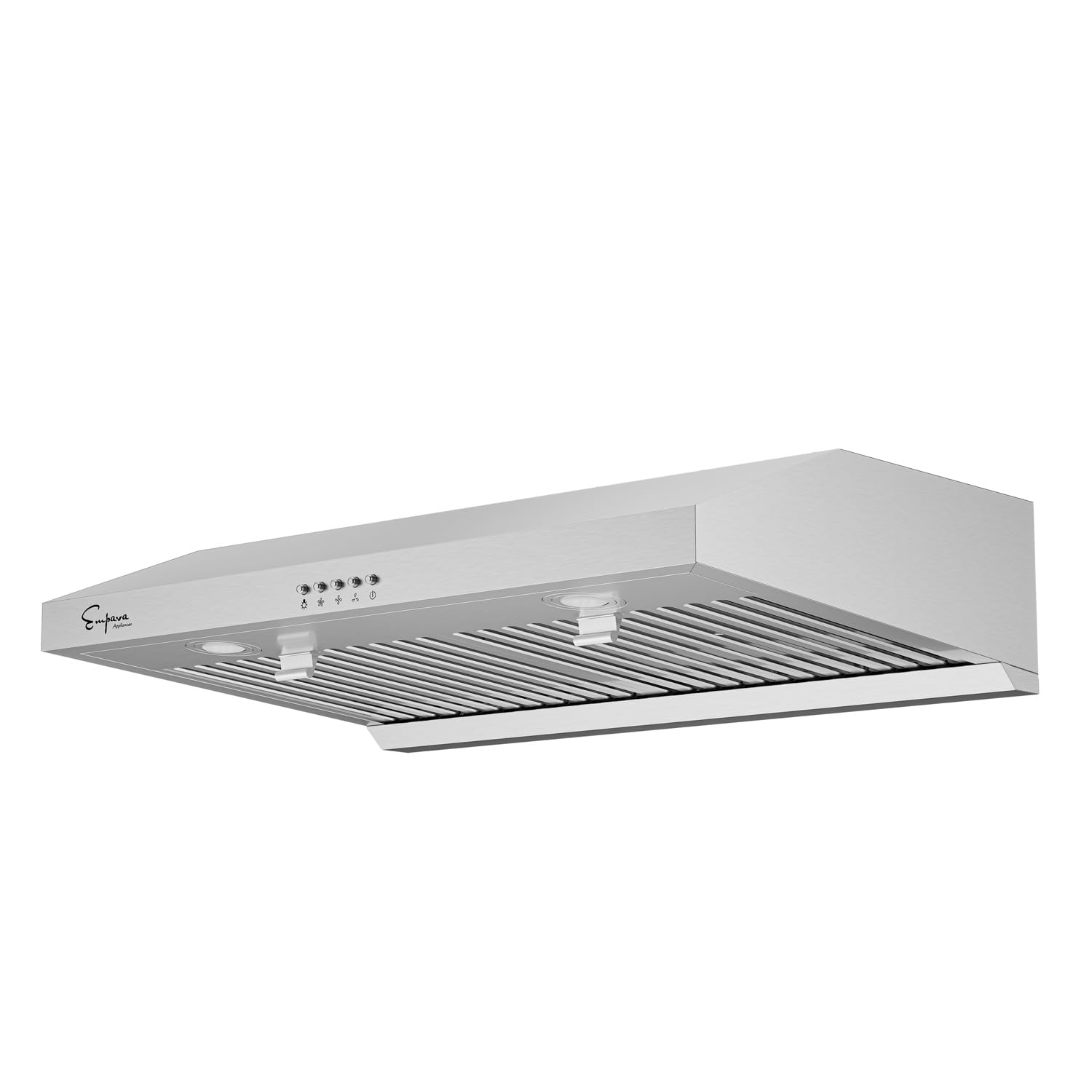 Empava Under Cabinet Ducted Range Hood 30 Inch Kitchen Exhaust Stove Vent with Push Button Control, Dual Sealed Aluminum Motor, Permanent Filters LED Lights in Stainless Steel EMPV-30RH08