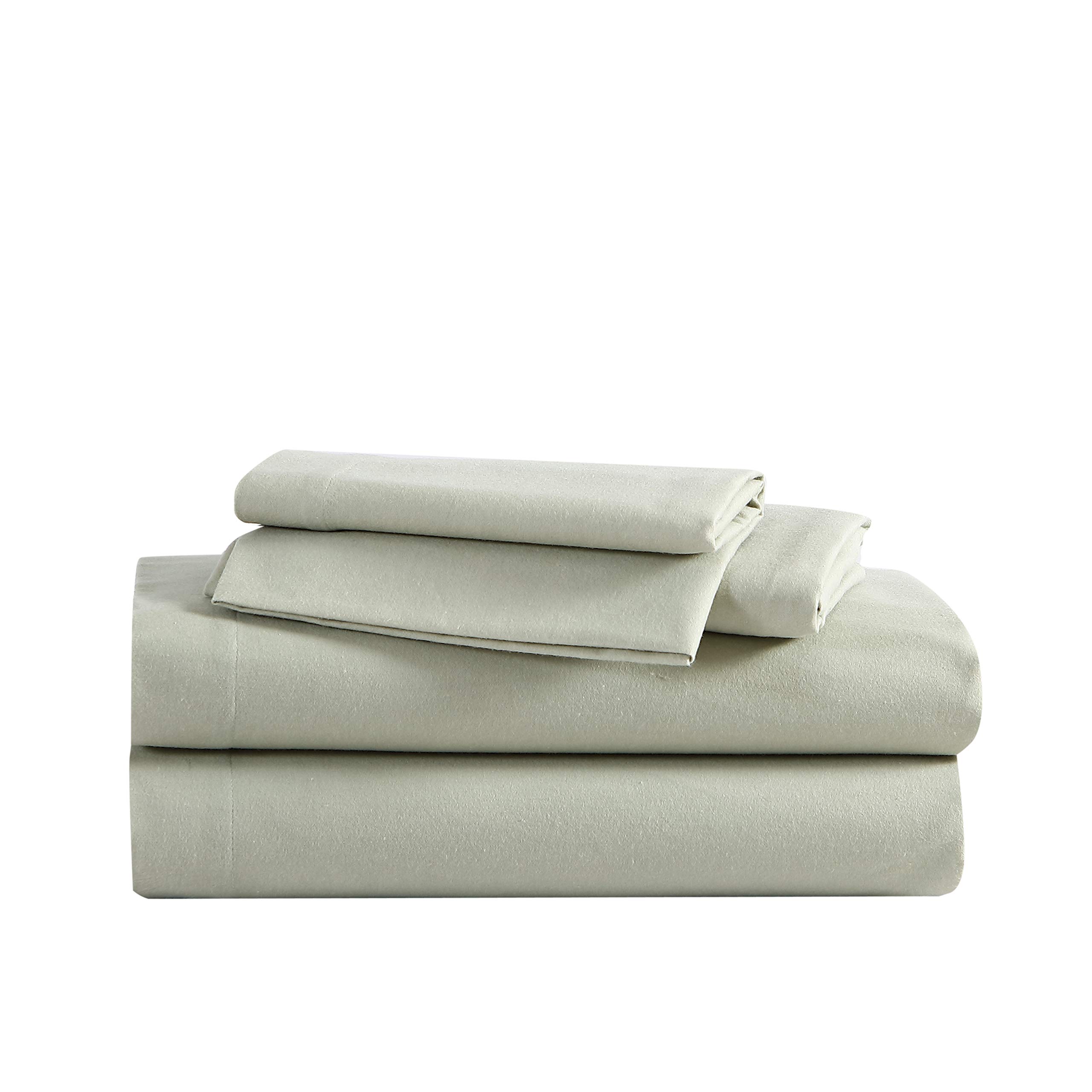 Eddie Bauer - Full Sheets, Cotton Flannel Bedding Set, Brushed for Extra Softness, Cozy Home Decor (Green, Full)
