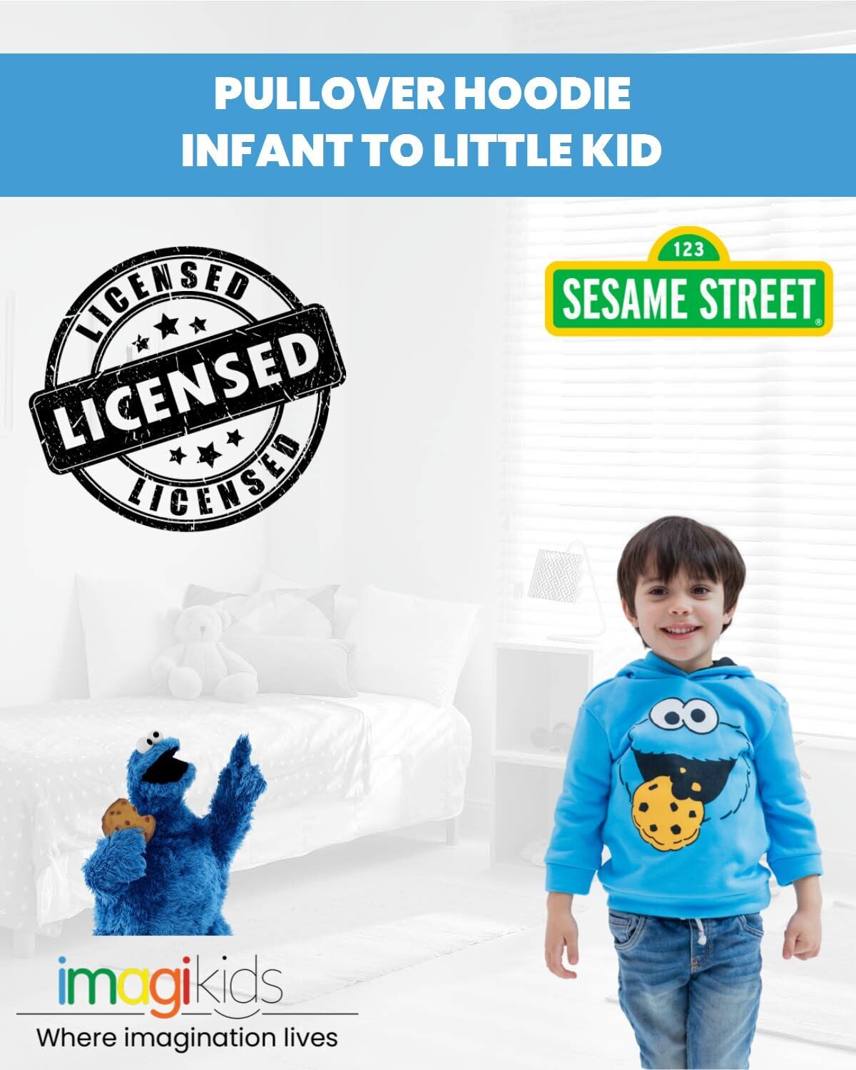 Sesame Street Cookie Monster Toddler Boys Fleece Pullover Hoodie 5T
