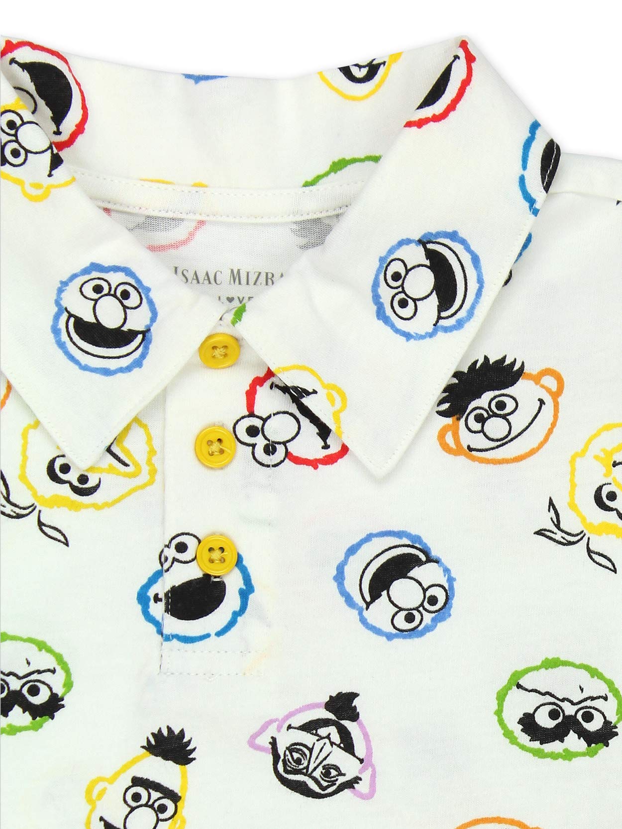 Isaac Mizrahi Loves Sesame Street Gang Elmo Baby Toddler Polo Collared Shirt (2T, White)