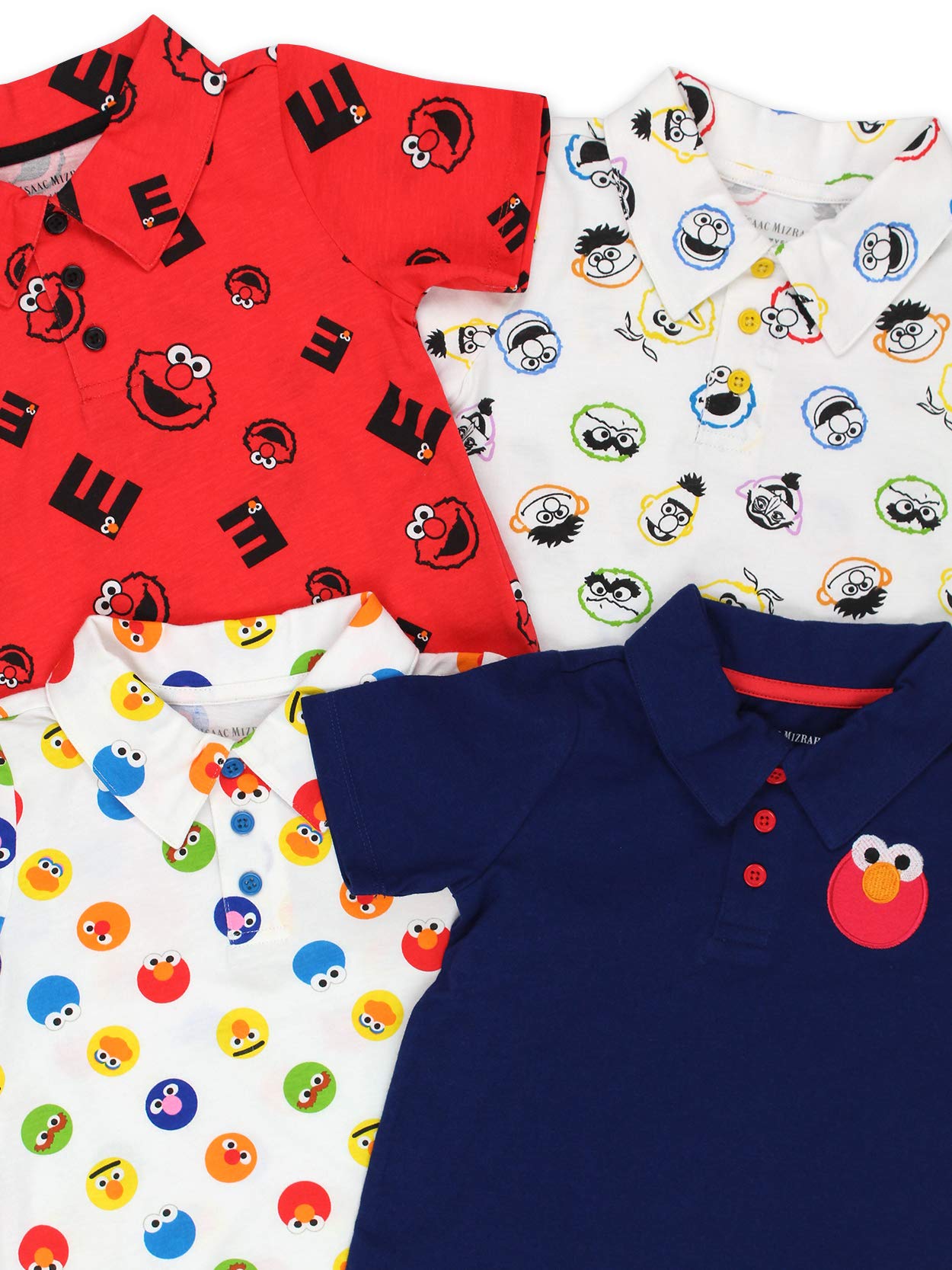 Isaac Mizrahi Loves Sesame Street Gang Elmo Baby Toddler Polo Collared Shirt (2T, White)