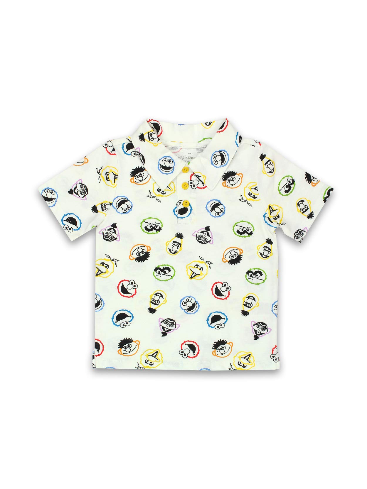Isaac Mizrahi Loves Sesame Street Gang Elmo Baby Toddler Polo Collared Shirt (2T, White)