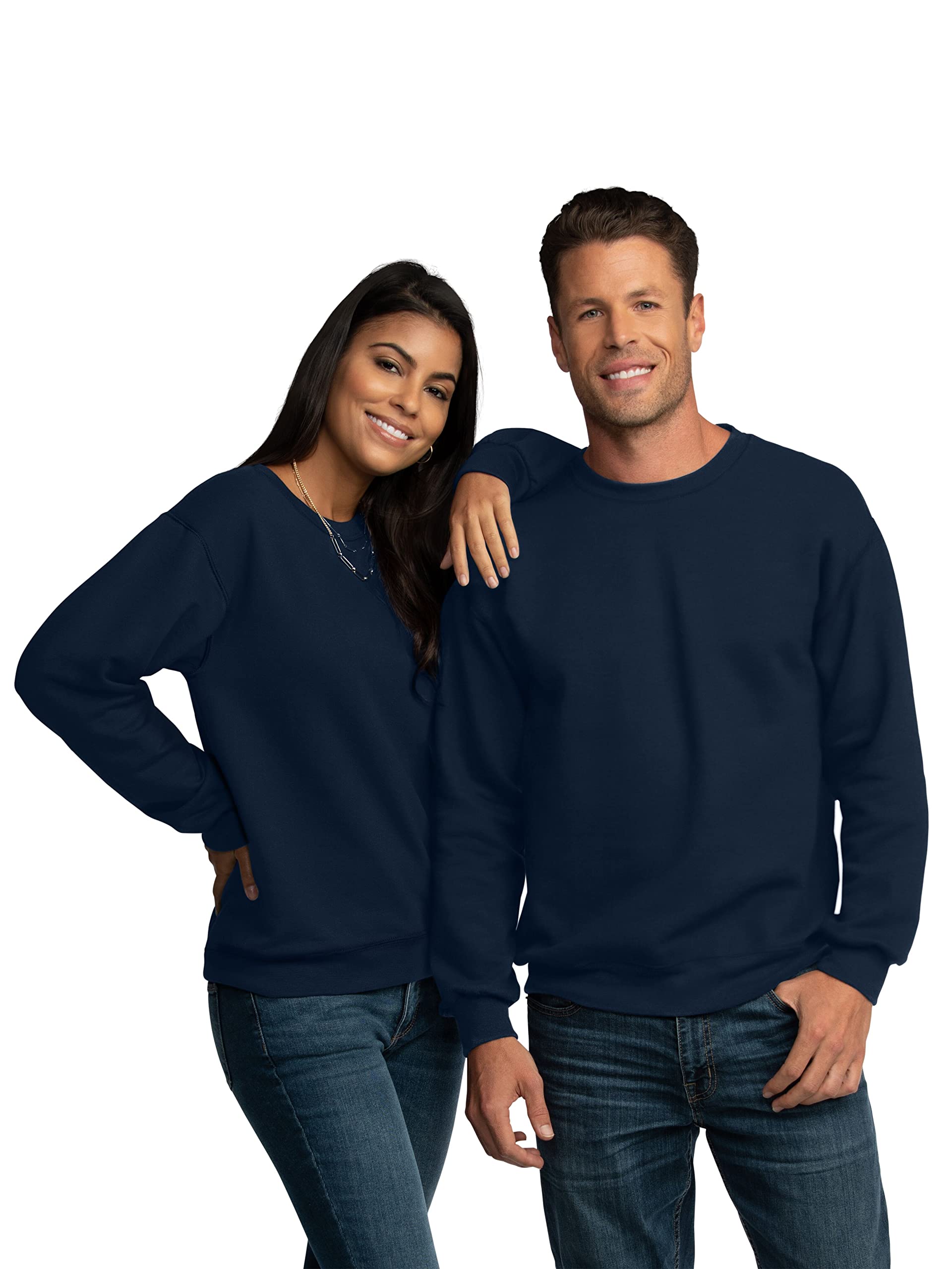 Fruit of the Loom Men's Moisture Wicking Eversoft Fleece Sweatshirt, Navy, Large