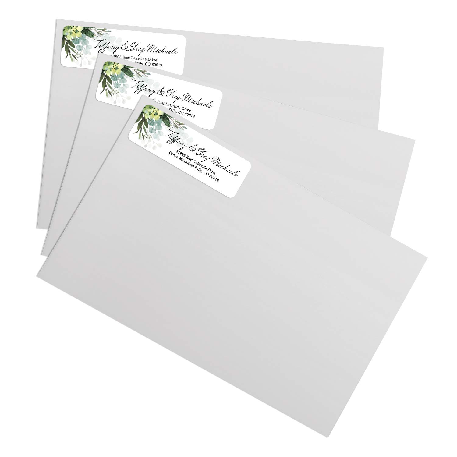 Floral Greenery Rolled Address Labels/Roll of 250 Personalized Address Labels/Designer Return Address Stickers in Elegant Plastic Dispenser