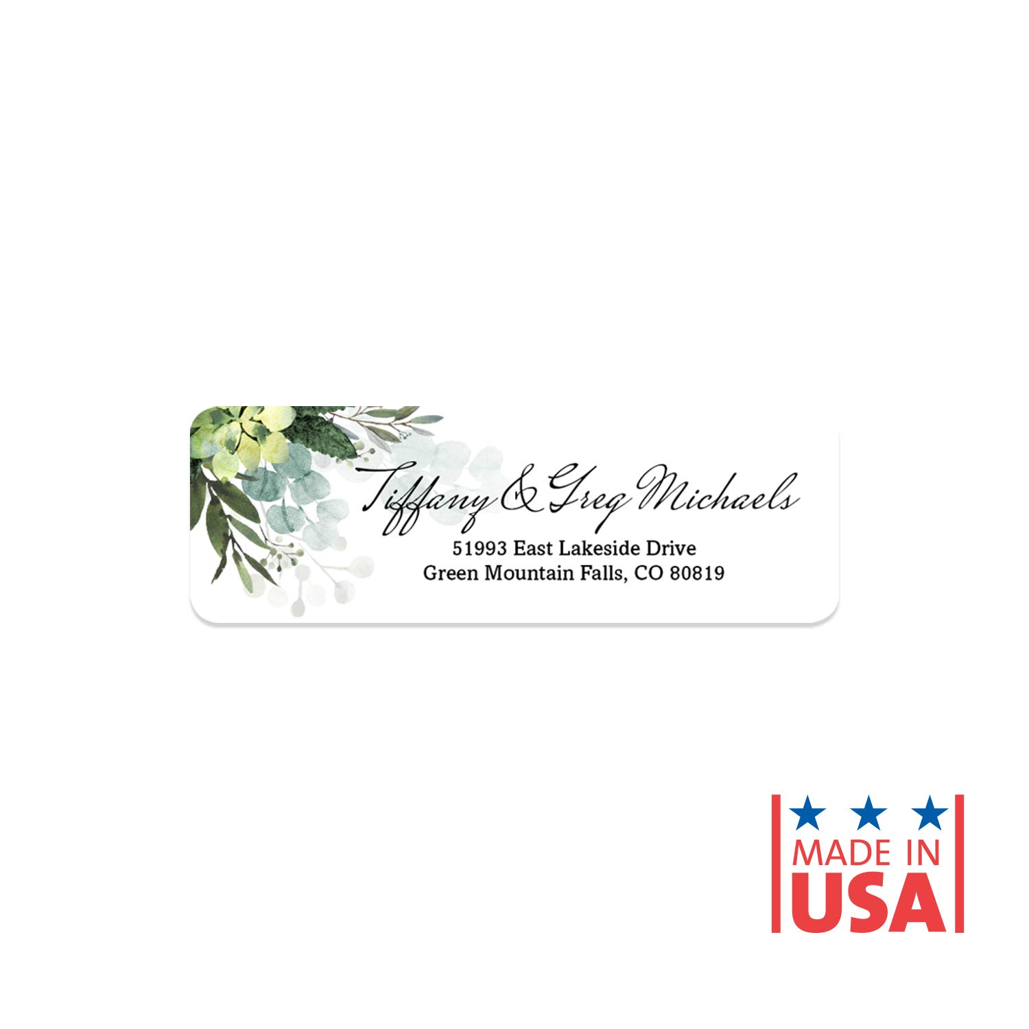 Floral Greenery Rolled Address Labels/Roll of 250 Personalized Address Labels/Designer Return Address Stickers in Elegant Plastic Dispenser