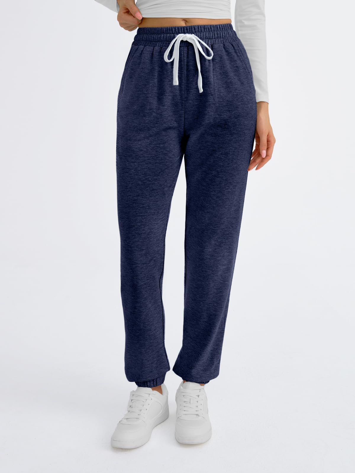 AUTOMET Sweatpants Women with Pockets Lounge Casual Pajama Pants Joggers Fall Clothes Spring Outfits Resort Wear 2025 Navy Blue L