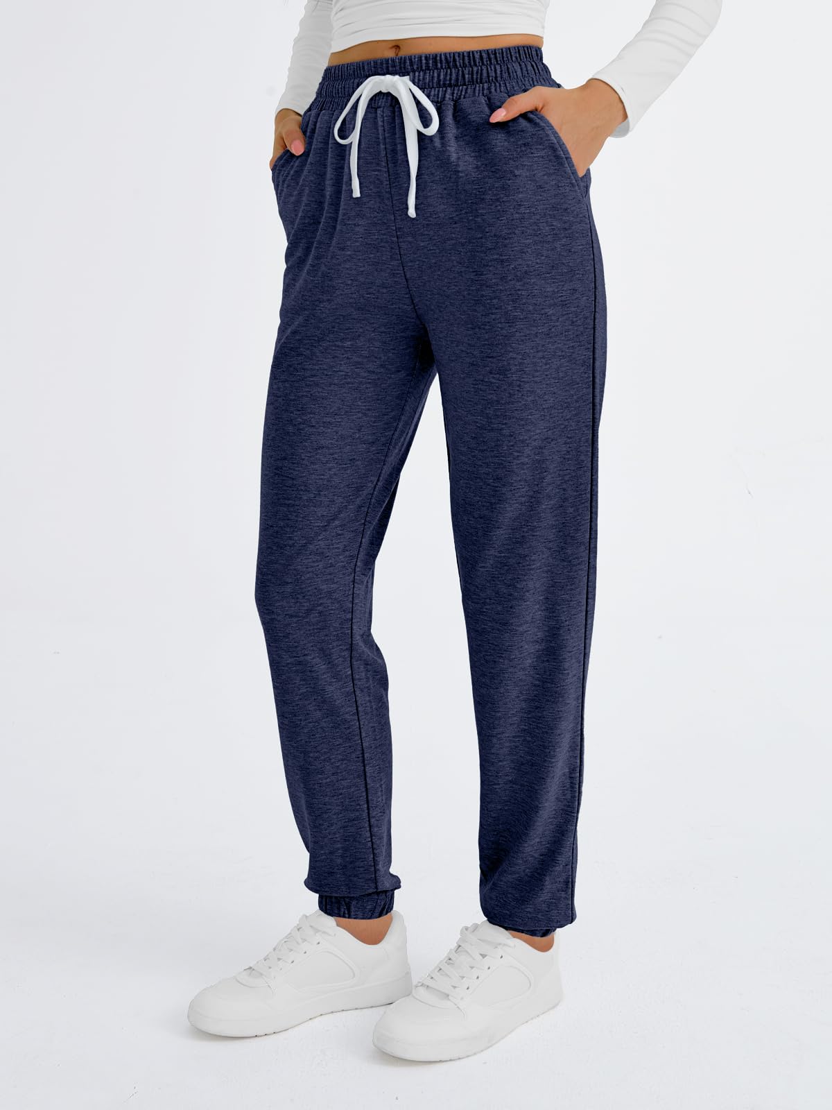 AUTOMET Sweatpants Women with Pockets Lounge Casual Pajama Pants Joggers Fall Clothes Spring Outfits Resort Wear 2025 Navy Blue L