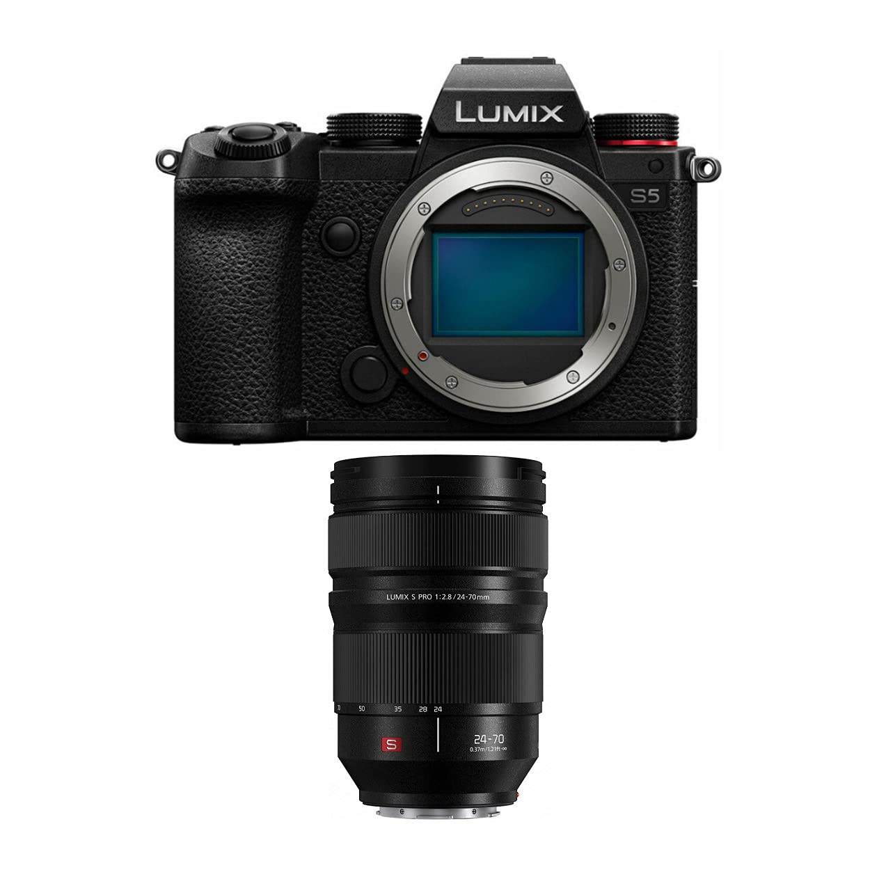 Panasonic LUMIX S5 4K Mirrorless Full-Frame L-Mount Camera (Body Only) with S-E2470 LUMIX S Pro 24-70mm and DMW-BLK22 Battery Bundle (3 Items)