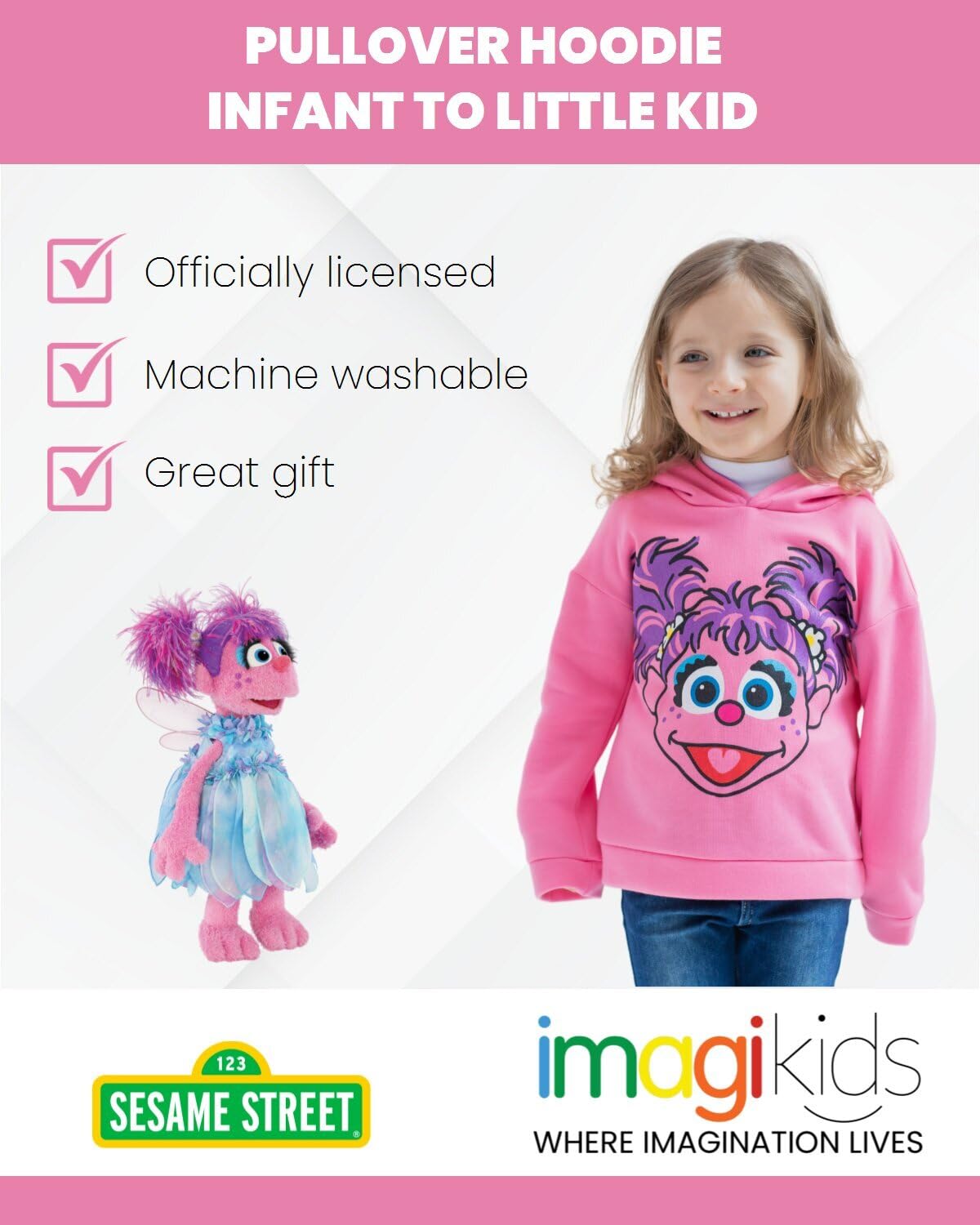 Sesame Street Abby Cadabby Toddler Girls Pullover Hoodie Abby Cadabby 3T