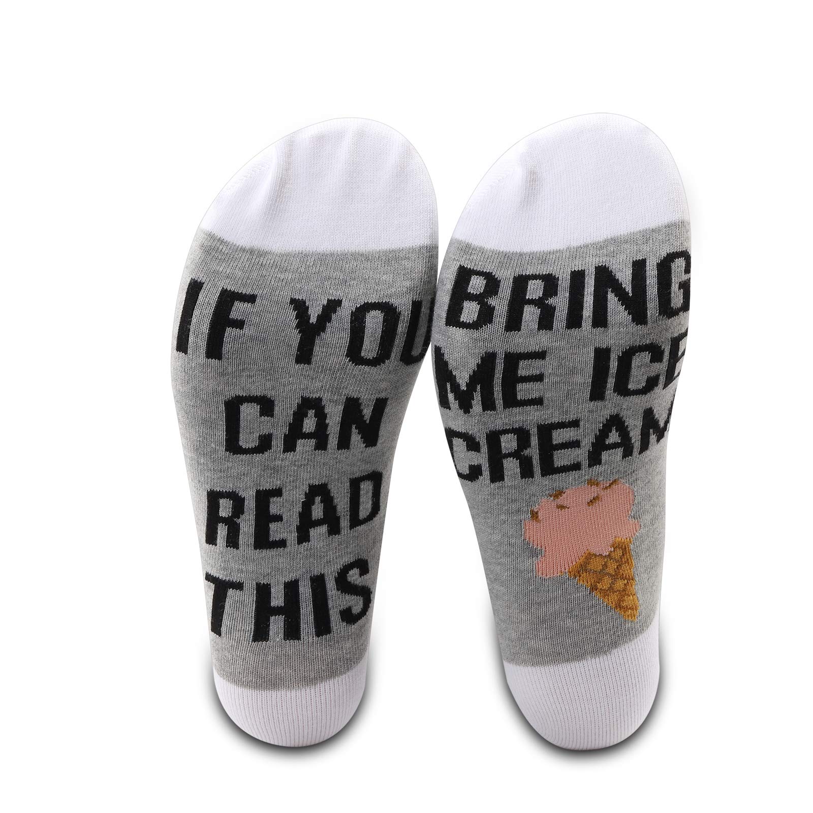 PXTIDY 2 Pairs Ice Cream Lover Gift Socks - If You Can Read This Bring Me Ice Cream - Novelty Love Desserts Gifts