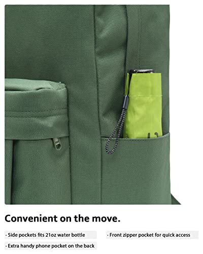 HotStyle 599s Simple Backpack, Classic Bookbag with Multi Pockets, Durable for School & Travel, Hunter Green