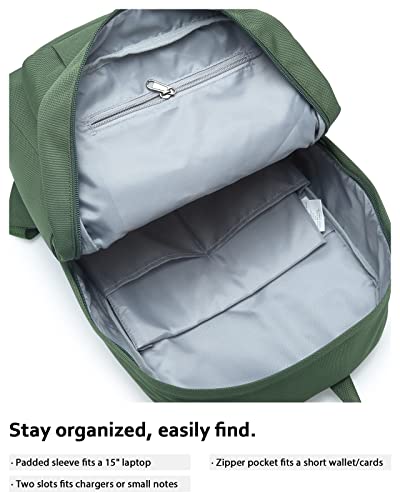 HotStyle 599s Simple Backpack, Classic Bookbag with Multi Pockets, Durable for School & Travel, Hunter Green