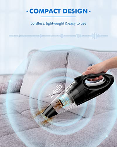 Powools Handheld Vacuum Cordless Rechargeable - Car Vacuum Cleaner High Power with Fast Charge Tech, Portable Vacuum with 1-Touch Dust Empty, Lightweight Hand Vac with LED Light, Silver (PL8188)