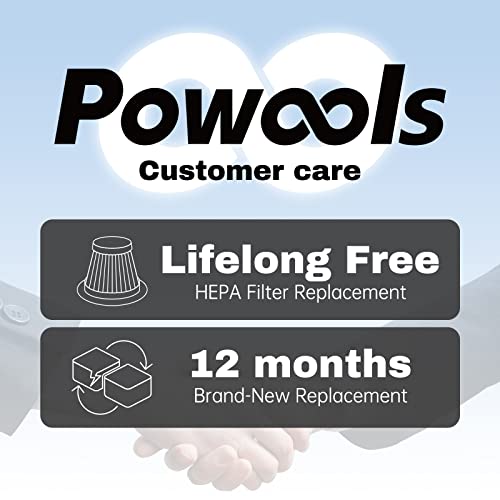 Powools Handheld Vacuum Cordless Rechargeable - Car Vacuum Cleaner High Power with Fast Charge Tech, Portable Vacuum with 1-Touch Dust Empty, Lightweight Hand Vac with LED Light, Silver (PL8188)