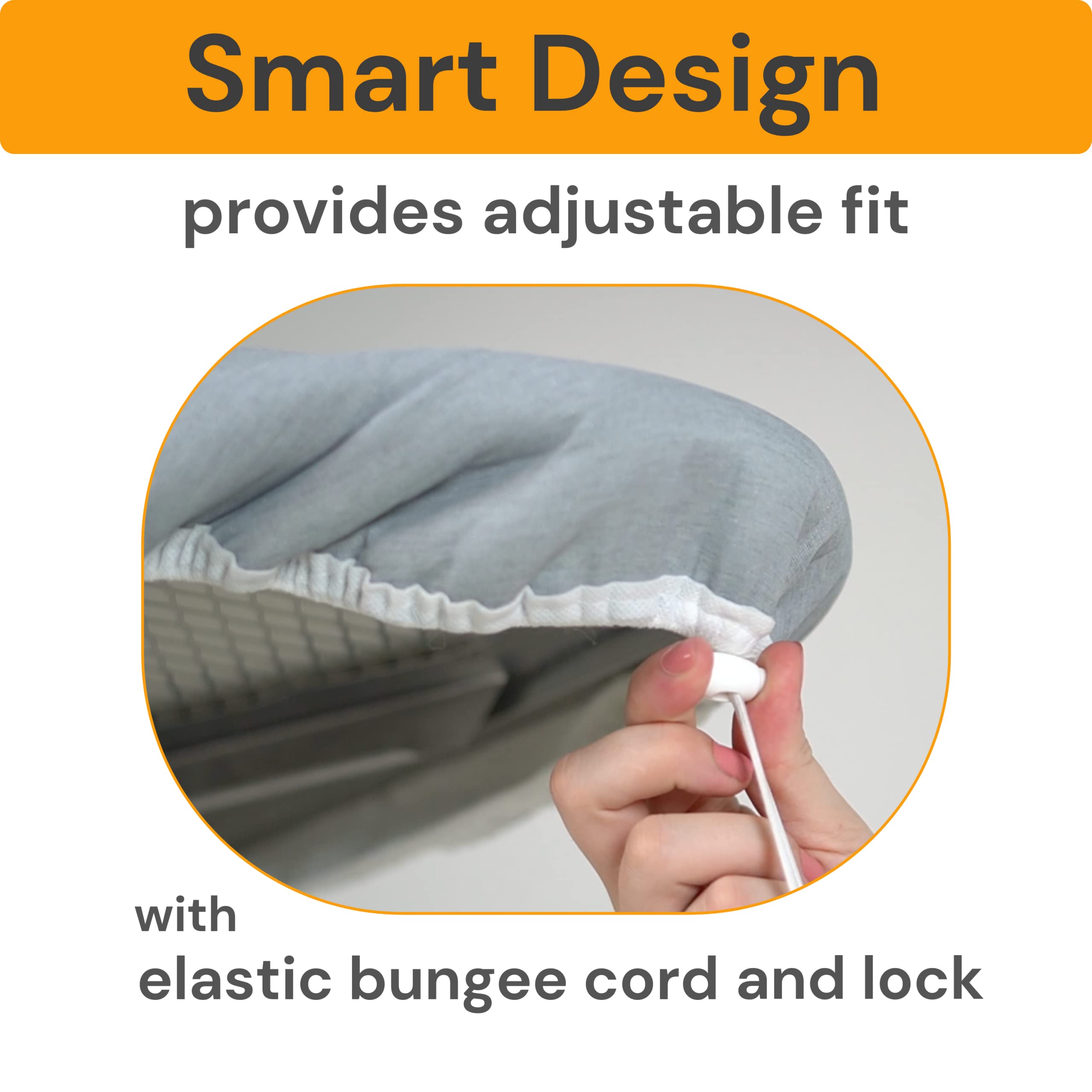 SAVUK Ironing Board Cover and Pad Standard Size 18x49 inch,Large Extra Wide, Adjustable Elastic Edge Fit, Extra Thick, Heat Reflective, Non Stick Scorch and Stain Resistant (18" X 49", Silver)