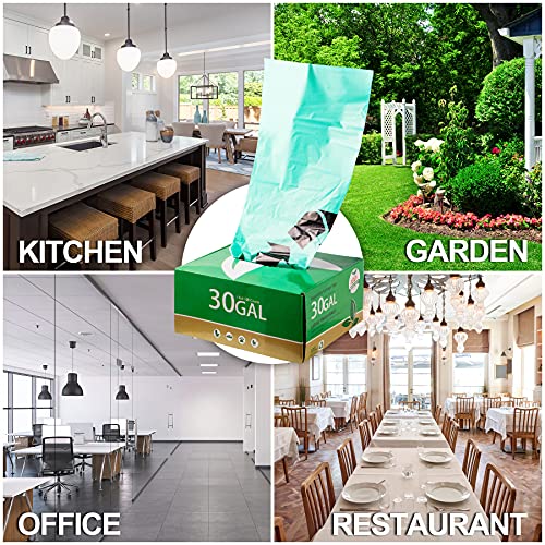 Eyliden 100% Compostable Trash Bags - 100 Count 30 Gallon(113L) Tall Kitchen Garbage Bags, Fallen Leaf Bag, Medium Wastebasket Bags for Yard Home Bedroom Office Indoor Outdoor Garbage Can