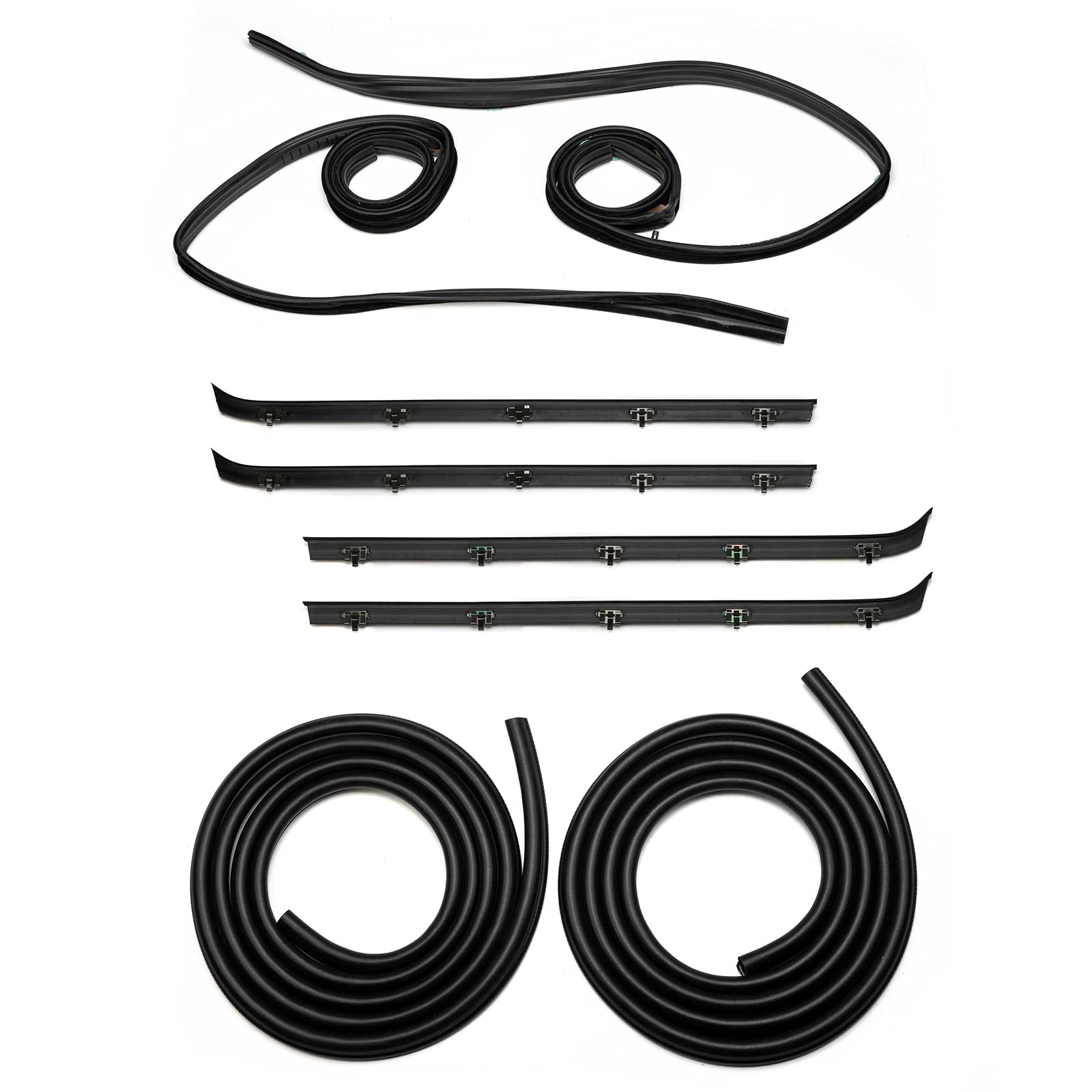 WEILEITE Front Door Window Molding Rubber Felt Trim Seal Weather Stripping Kit Fit for GMC C1500 C2500 C3500 K1500 K2500 K3500 Jimmy Chevy C10 C20 C30 K10 K20 K30 Blazer Suburban V1500 R1500 Truck