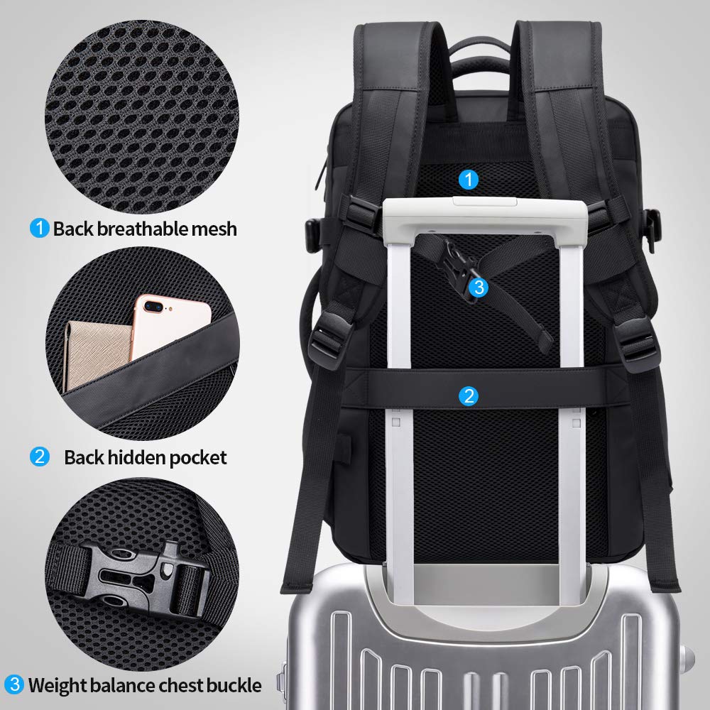 BANGE 32L Travel Backpack for Men,Flight Approved Carry On Backpack for International Travel Bag,17-inch Laptop Backpacks,Large Daypack Business Weekender Luggage Back Pack