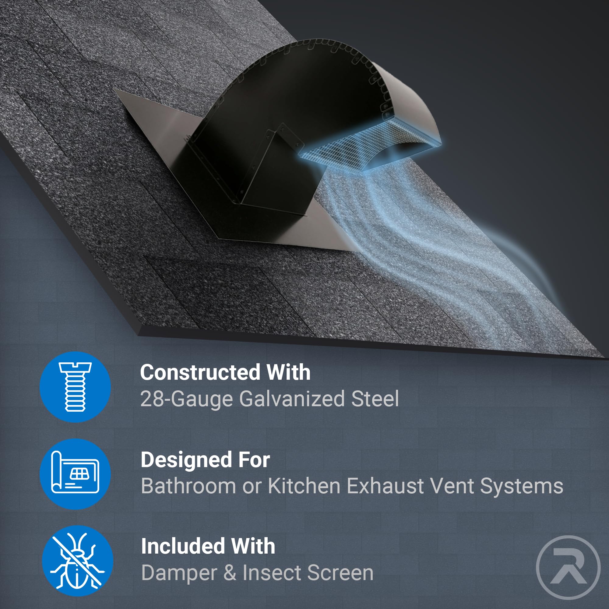 Goose Neck Exhaust Roof Vent (with Extension, 8 Inch)