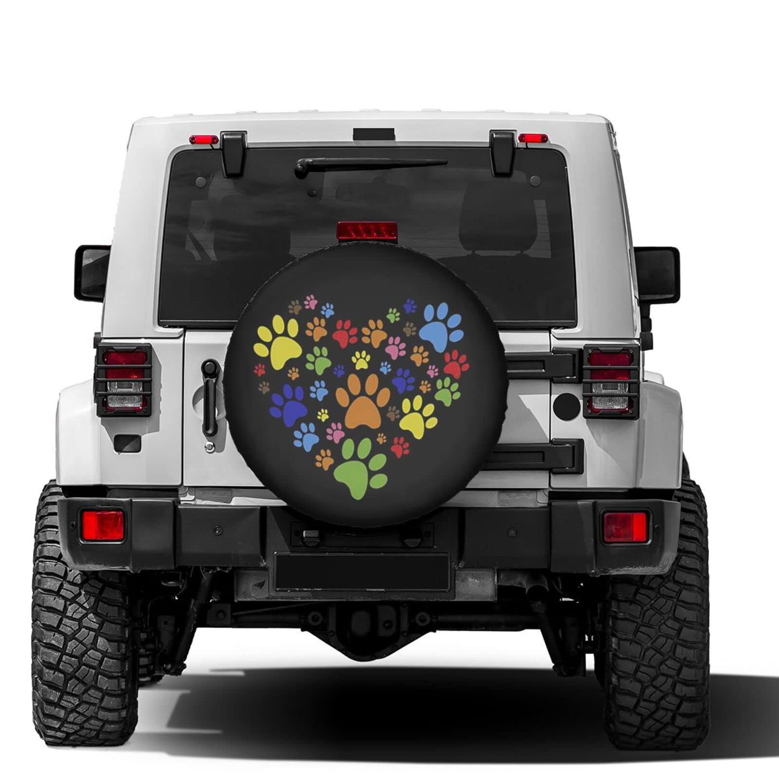 KiuLoam Cat Dog Paws Heart Print Spare Tire Cover Polyester Universal Sunscreen Waterproof Wheel Covers for Trailer Rv SUV Truck and Many Vehicles (17" for Diameter 31"-33")