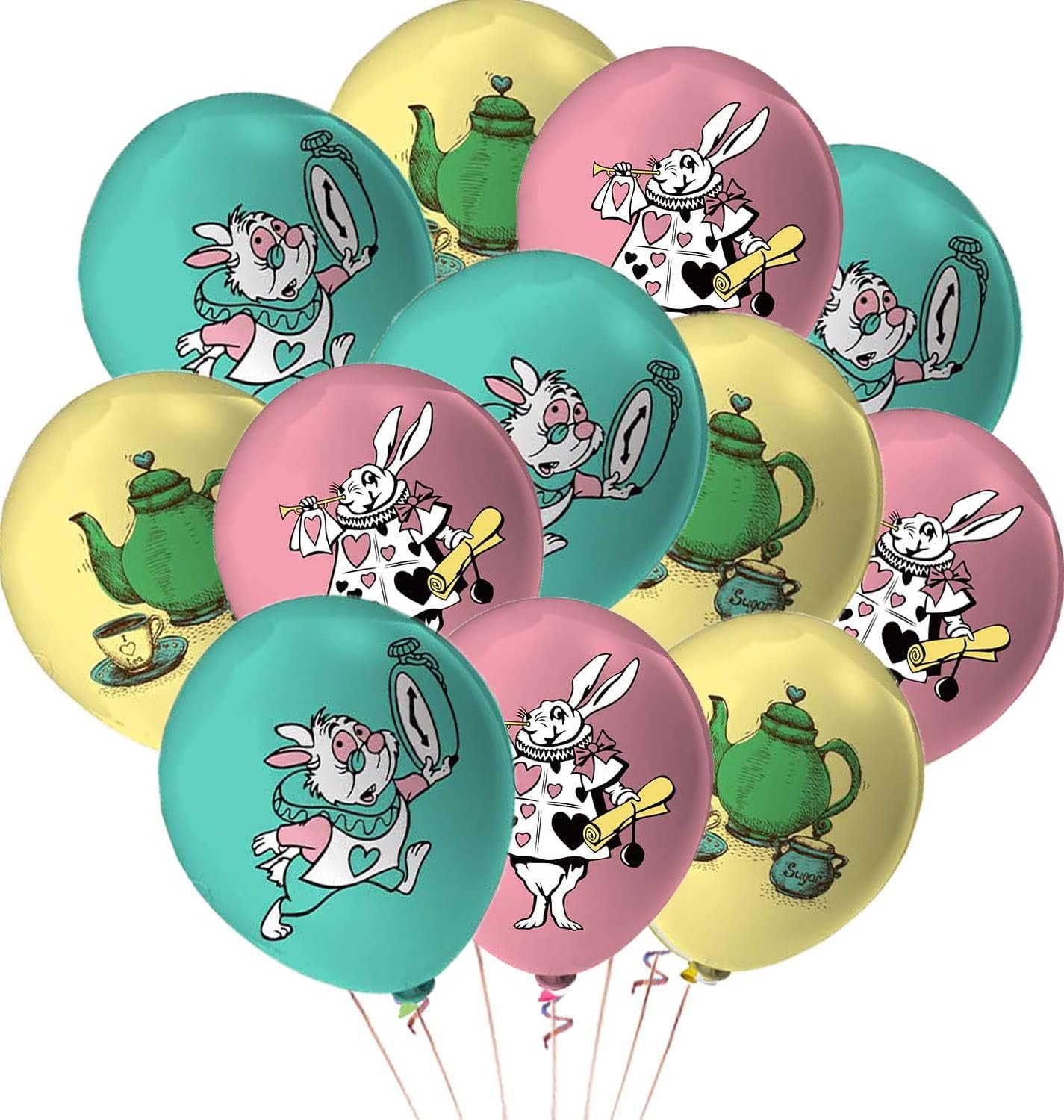 36 Pcs Tea Party Balloon Party Decorations 3 Styles Colorful Wonderland Theme Latex Balloon Baby Shower Girl Tea Party Decorations Supplies