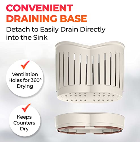 Mueller Kitchen Utensil Holder, Heavy Duty Flatware Drying Basket with Two Compartments, Non-Slip Base and Removable Divider for Easy Cleaning, European Made Countertop Drying Rack, Beige