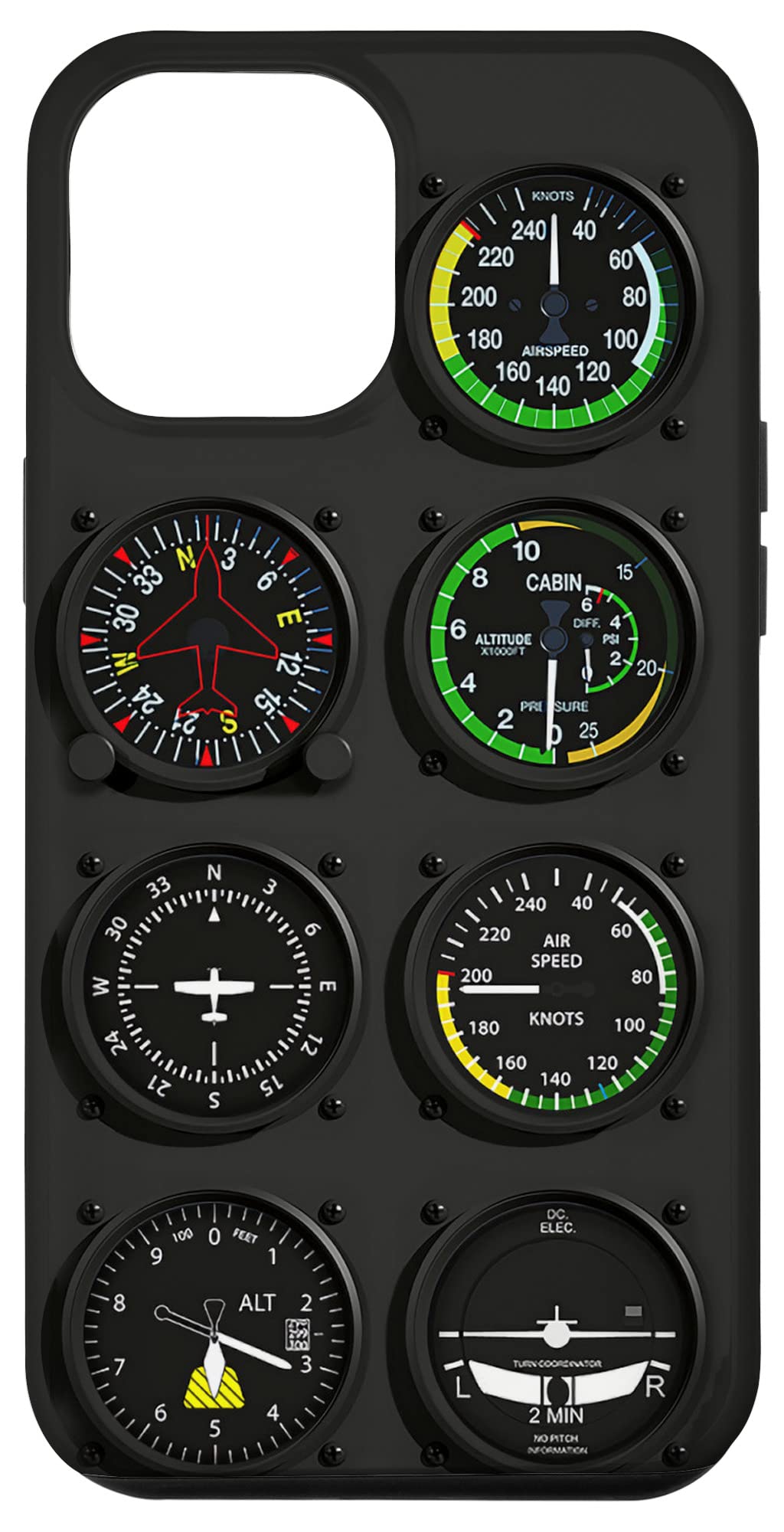 iPhone 12 Pro Max Pilot Six Flight Instruments Cockpit Case