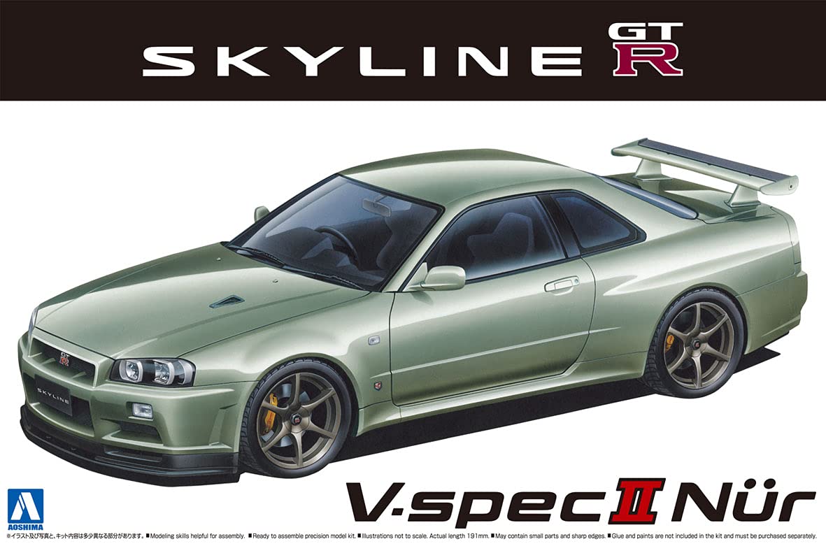 Aoshima Nissan BNR34 Skyline GT-R V Tune ’02 1:24 Scale Model Kit