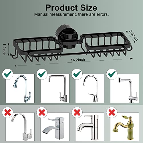 Arrozon Sponge Holder for Kitchen Sink,Kitchen Sink Sponge Holder 304 Stainless Steel Faucet Rack for Kitchen Bathroom Accessories Compatible with Faucets 0.78-1.12 Inches in Diameter(Sliver)