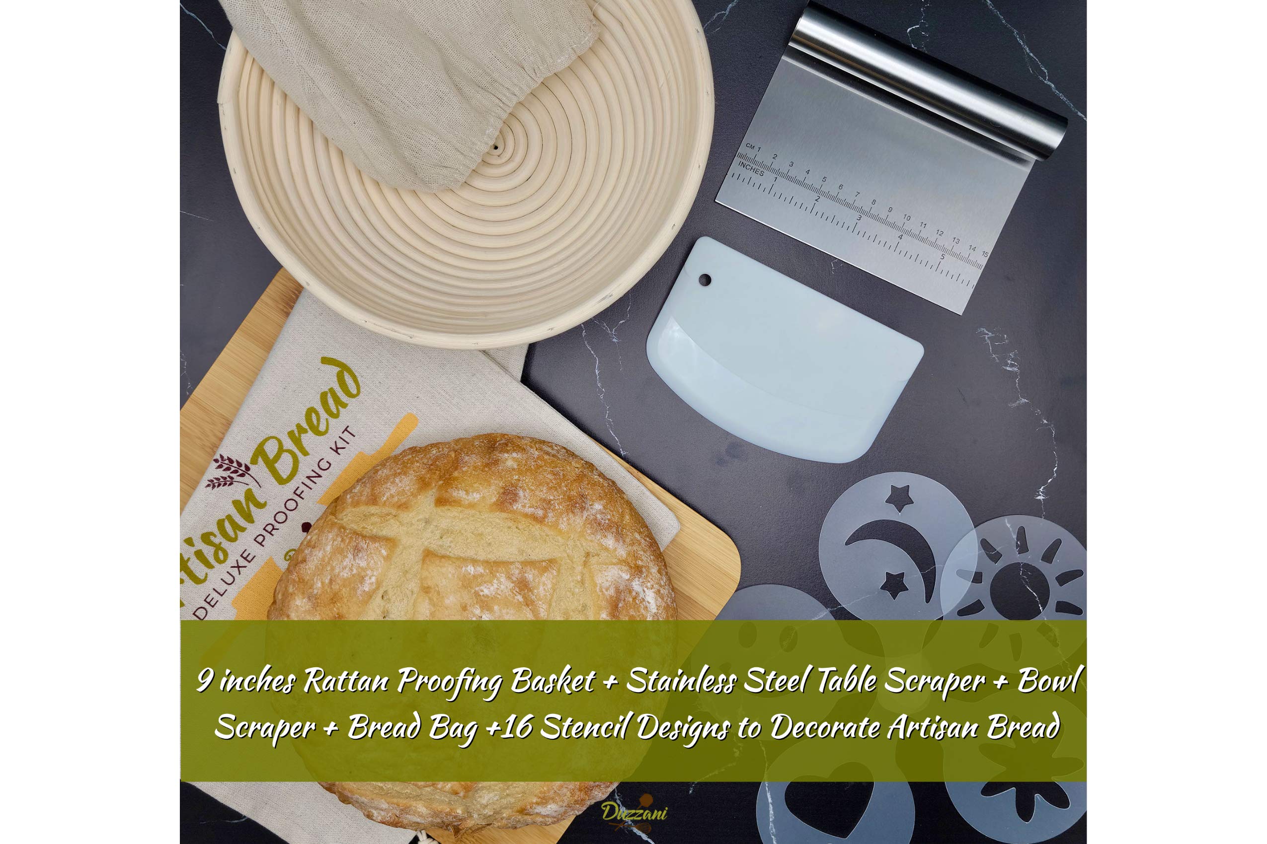 Duzzani Banneton Bread Proofing Basket, Sourdough Starter Kit, Bread Making Kit, sourdough bread, Sourdough Kit, Including a Digital Scale