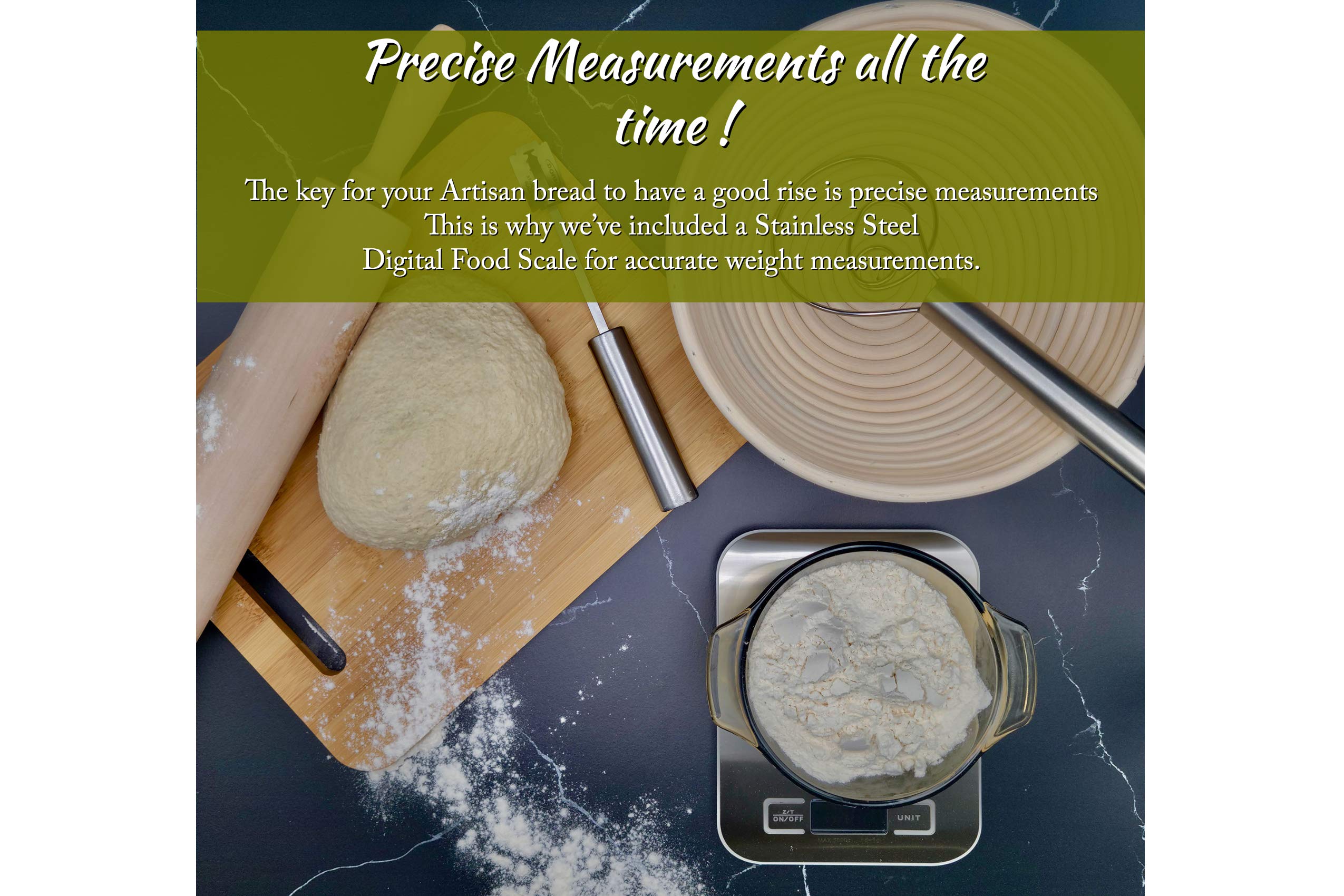 Duzzani Banneton Bread Proofing Basket, Sourdough Starter Kit, Bread Making Kit, sourdough bread, Sourdough Kit, Including a Digital Scale