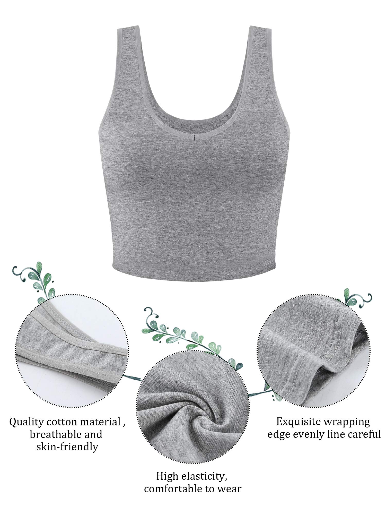 6 Pieces Women Basic Crop Tank Tops Sleeveless Sports Crop Top(Adorable Style, Medium)